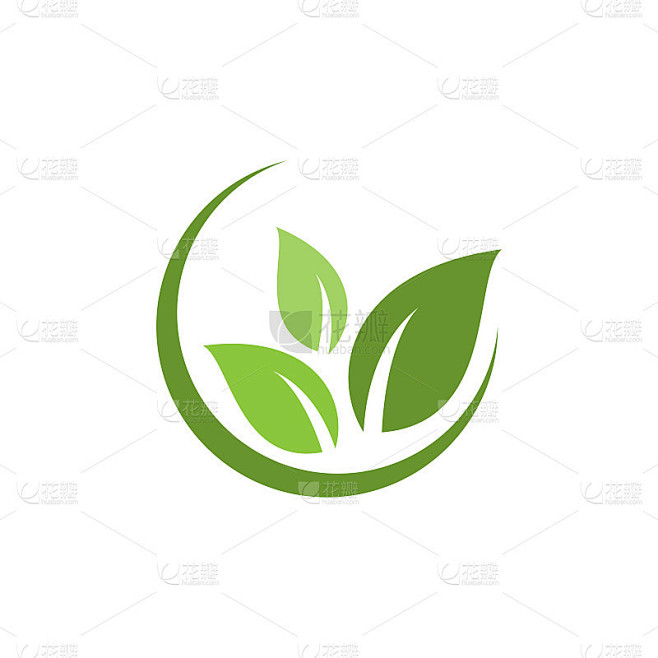 Green Leaf Icon Vector Stock Design Template.