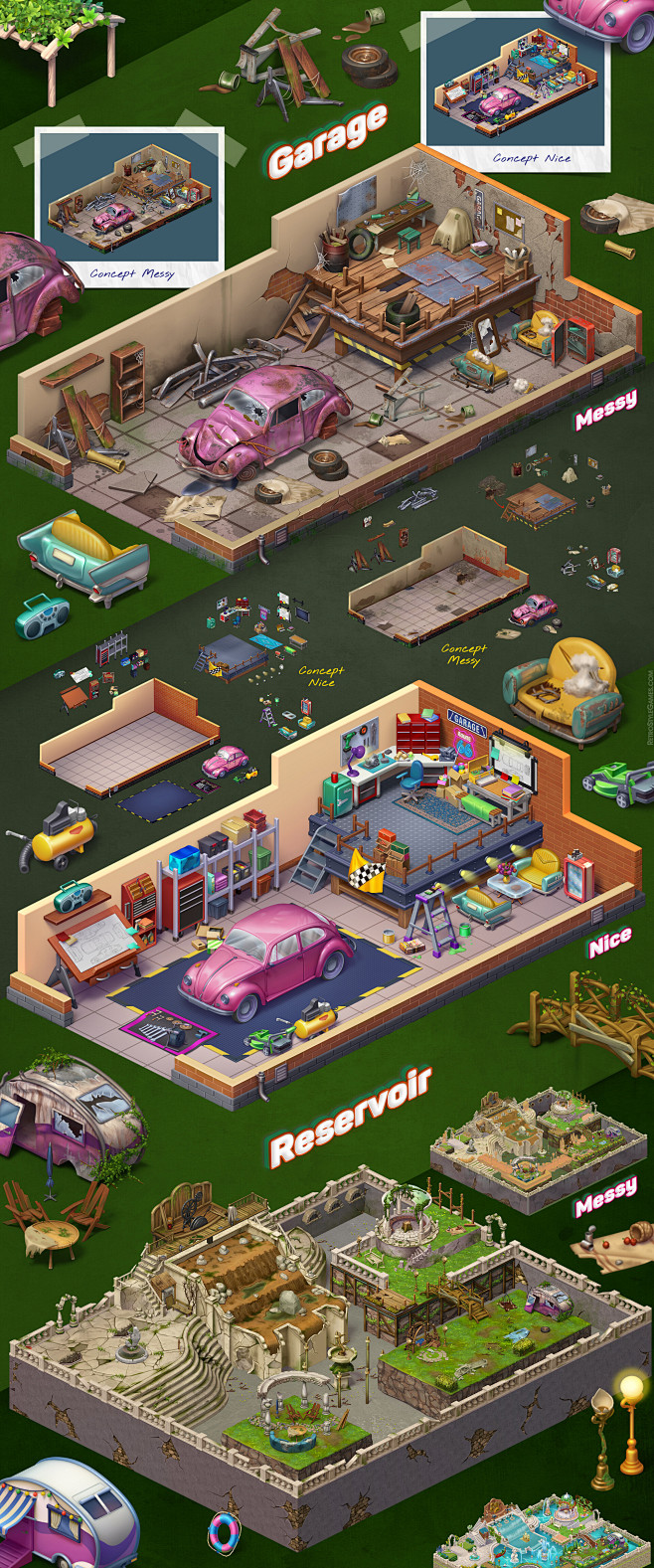 Sunny House（Merge Mansion）的等距游戏设计