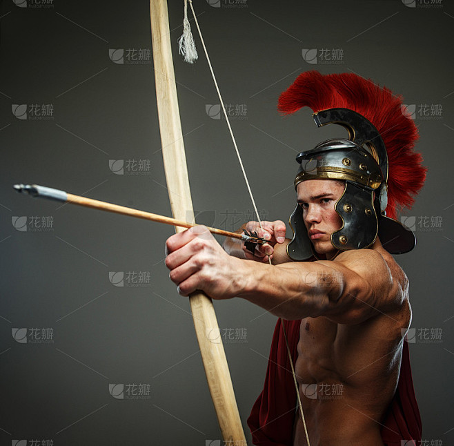 Roman warrior with muscular body