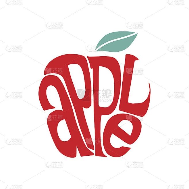 Apple word typography design illustration素材-花瓣网