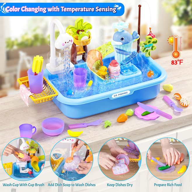 Amazon.com: Upgraded Play Sink with Running Water, Color Changing Play ...