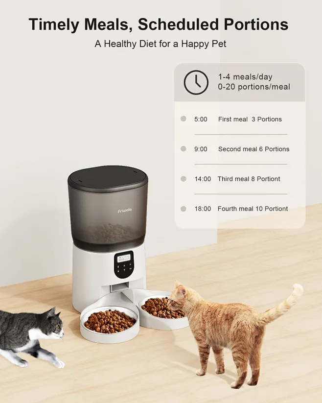 Amazon.com : Automatic Cat Feeders for Two Cats, FRIWOLE 6L Automatic ...