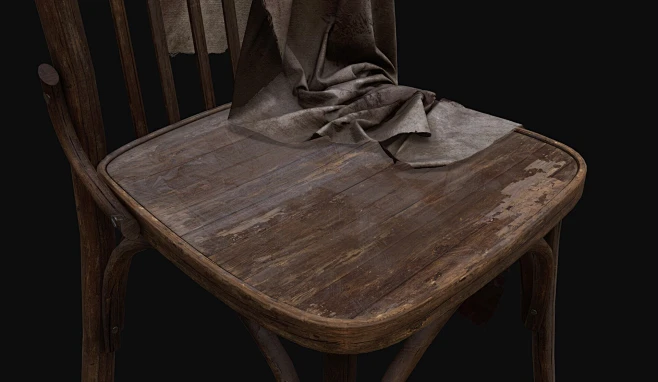 Old Wood Chair with Bloody Cloth-花瓣网