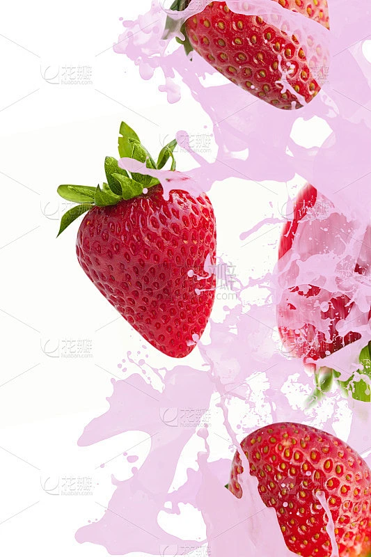 浆果掉进了酸奶里素材-花瓣网