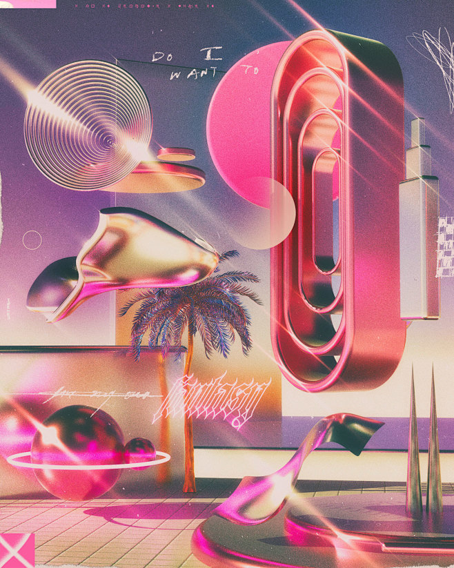 3D c4d cinema 4d Digital Art octane Procreate Render Retro Synthwave