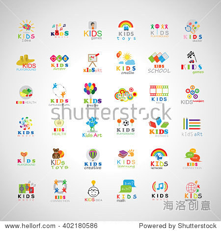 Children Icons Set-Isolated On Gray Background.Vector Illustration ...