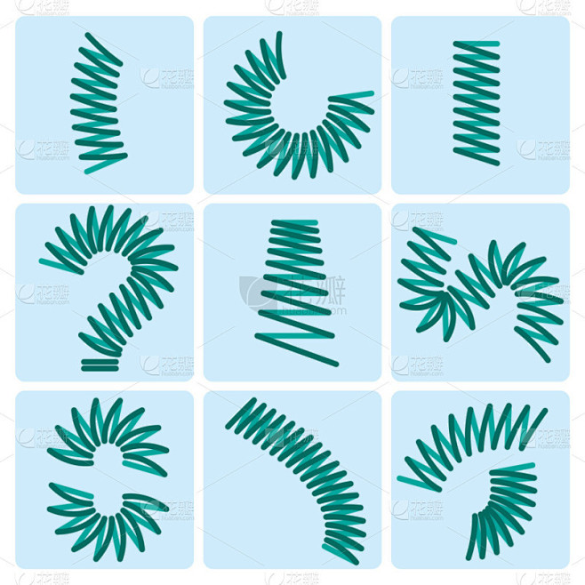 组的向量金属弹簧图标