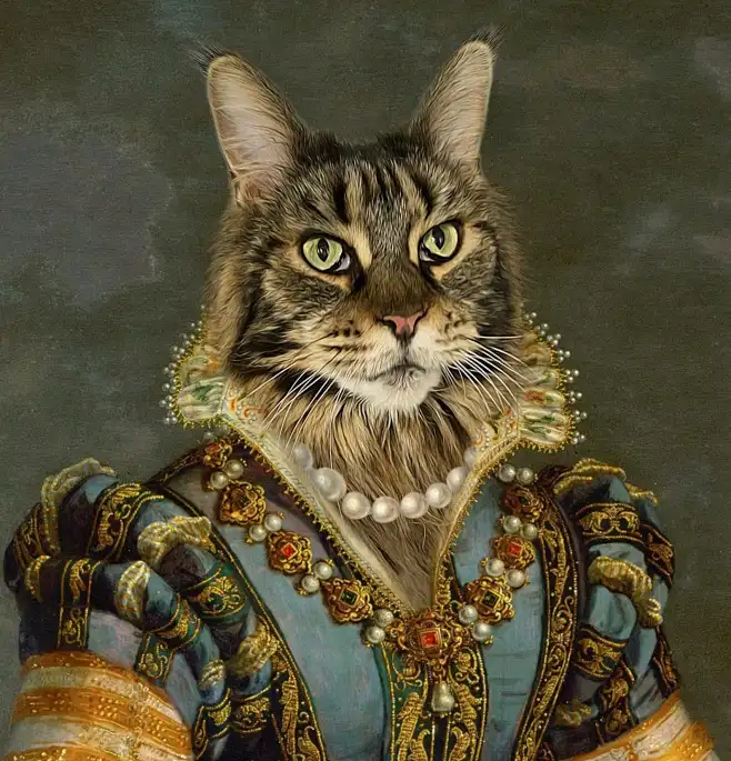 Custom Royal Cat Portrait Personalised Pet Portrait custom image 1-花瓣网