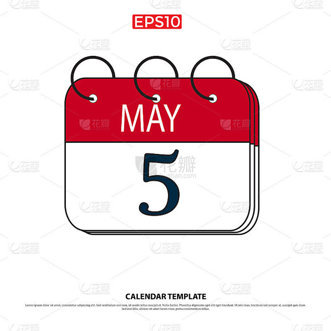 May 5.Calendar icon.Vector illustration,flat style