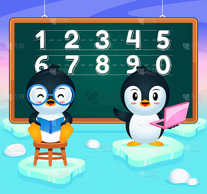 Cartoon Happy Penguin Education