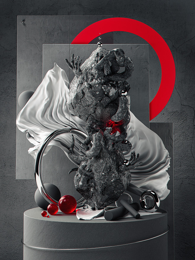 C4D场景渲染参考 3S c4d 产品渲染 场景搭建参考 场景构图