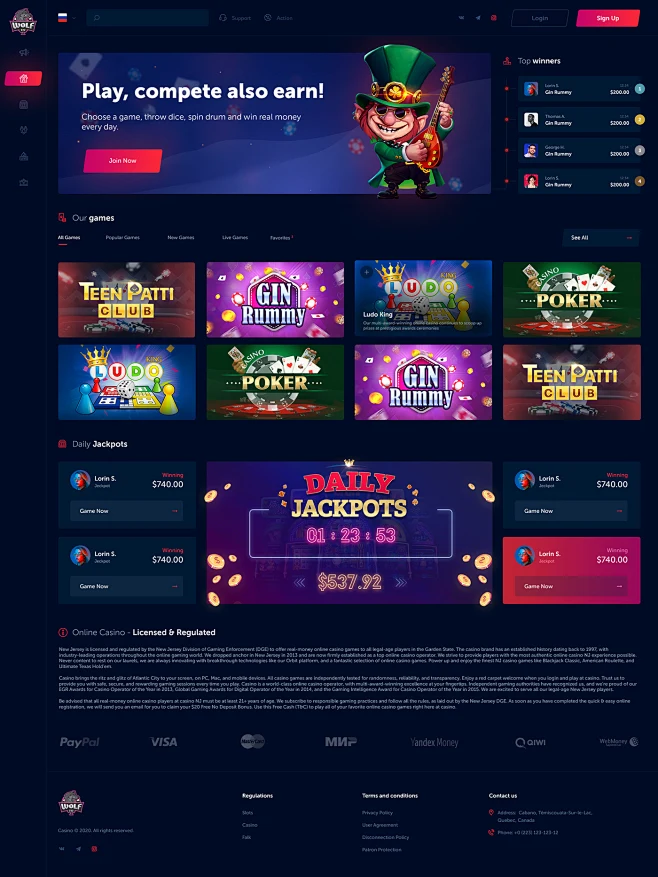 casino gambling game design Interface Poker ui ux Webdesign wolf 777 ...
