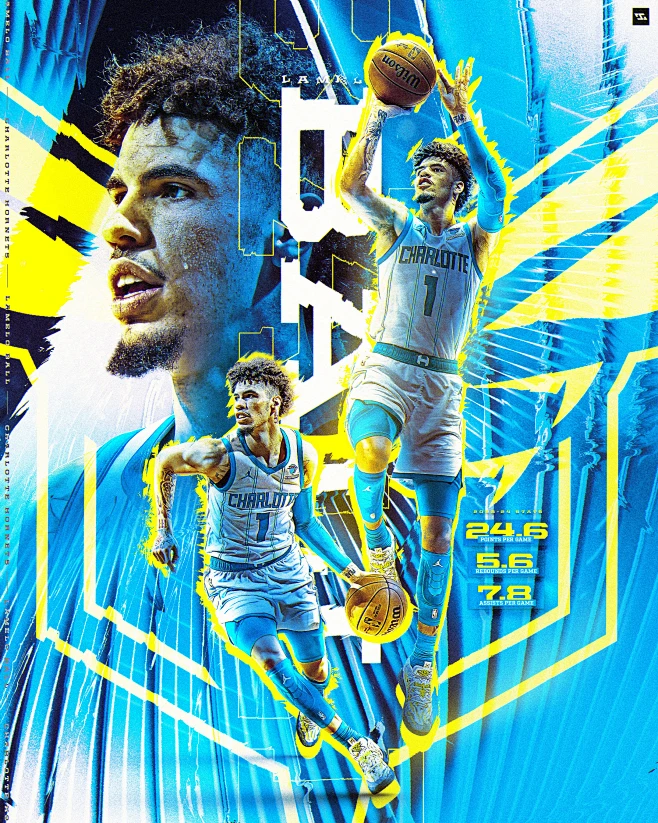 NBA Art NBA Sports Design SMSports lamelo ball lamelo hornets NBA ...