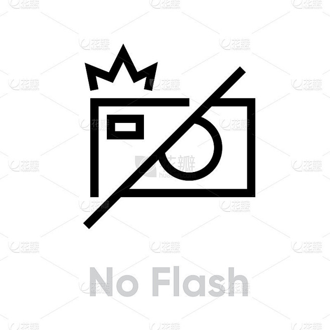 No Flash icon. Editable Vector Outline.