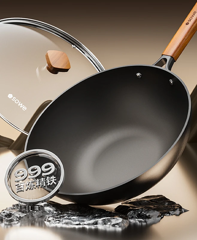 SOWE精铁锅炒锅家用不锈无涂层免开锅电磁炉燃气灶通用平底炒菜锅-tmall.com天猫-花瓣网