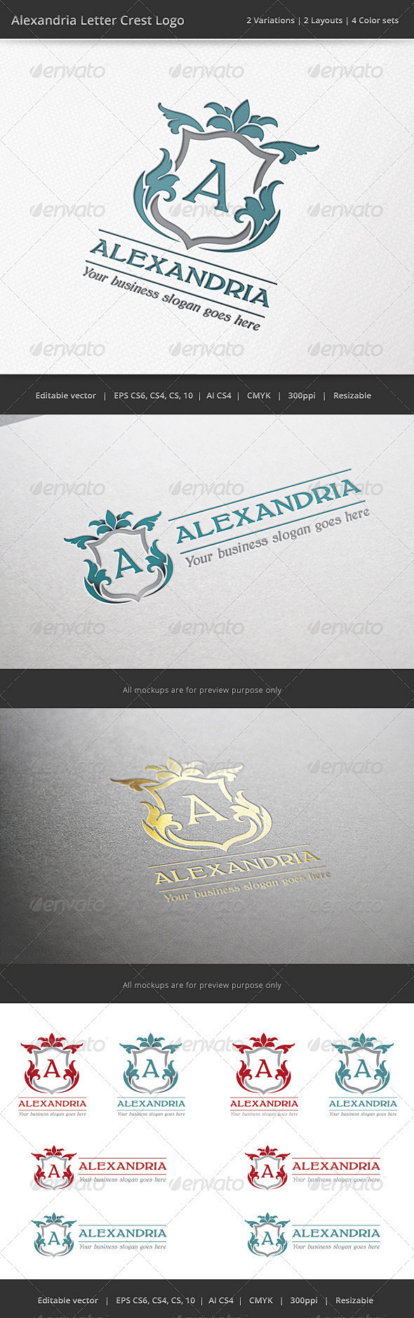 Alexandria Letter Crest Logo - Crests Logo TemplatesAlexandria Letter ...