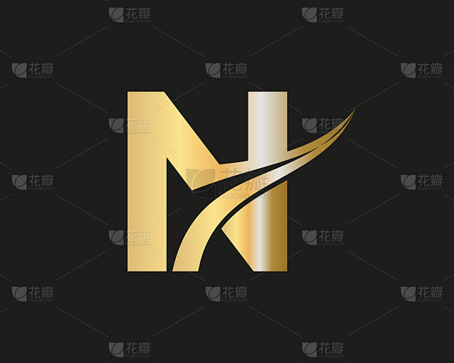 N Logo设计模板。首字母N标志与创意现代商业印刷