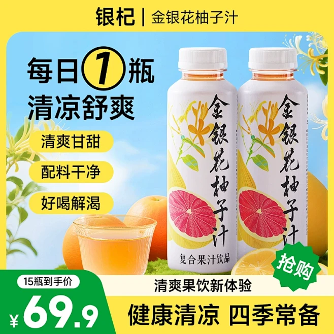 长安饮子银杞金银花柚子汁儿童果汁成人下火清润健康饮料420ml*15-tmall.com天猫-花瓣网