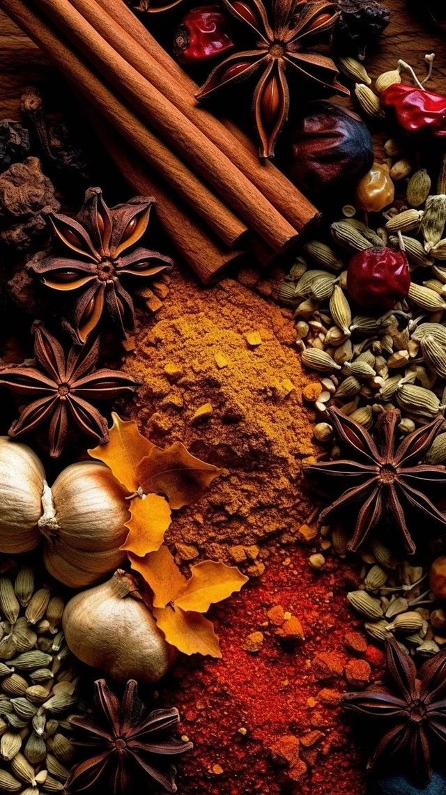a closeup magazine quality shot of a traditional spices, insane details ...