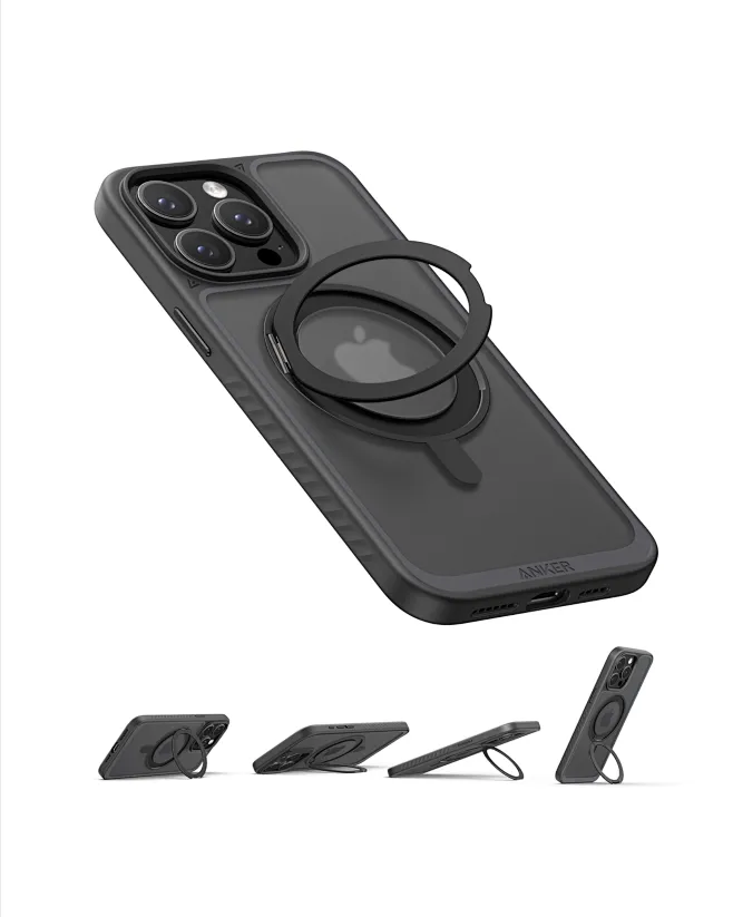 Anker Ultra Magnetic for iPhone 15 Pro Case with Sturdy 360° Ring Stand, Military-Grade ...