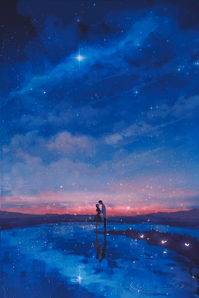 星空下的恋人_恰克飞鸟one__插画师作品_涂鸦王国gracg.com