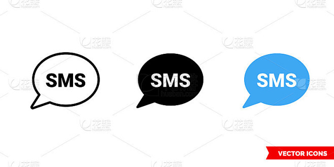 Text message symbols icon of 3 types color, black