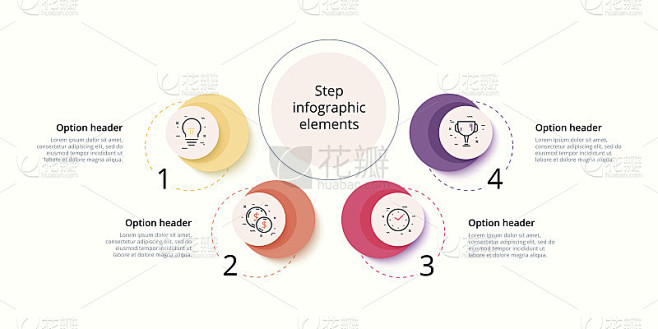 Business process chart infographics with 4 step ci