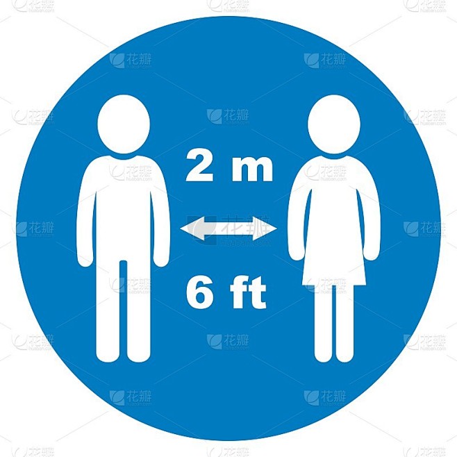 Keep safe distance, white silhouette of person at