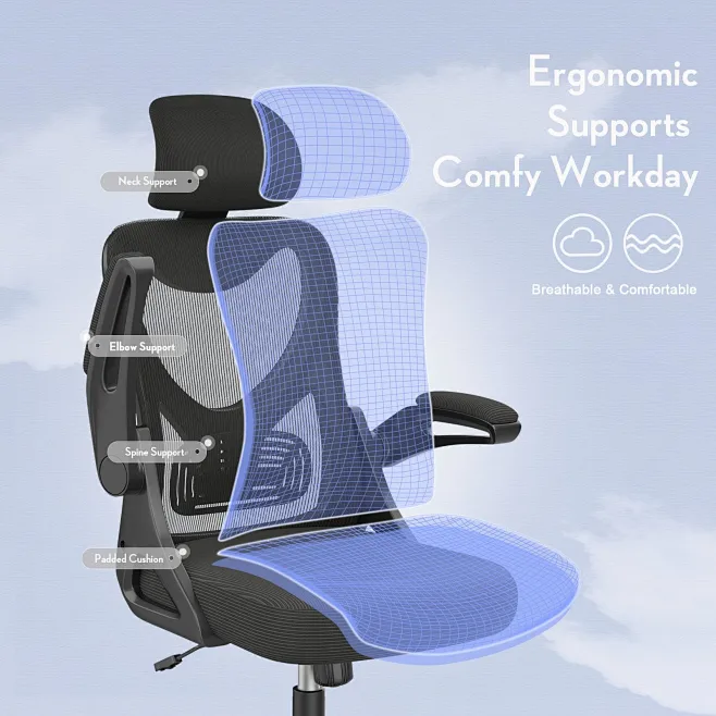 Amazon.com: Office Chair - Ergonomic Desk Chair with Adjustable 2D ...