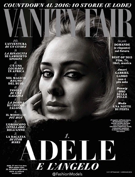 #杂志封面 Cover# Vanity Fair Italia 6th January 2016: Adele by Alasdair McLellan. 意大利版名利场开年迎来Adele ...