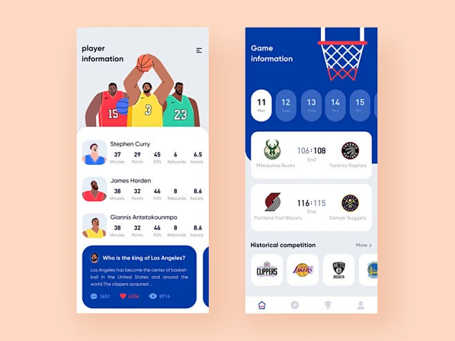 Sports interface NBA interface asketball ui nba illustration nba ...