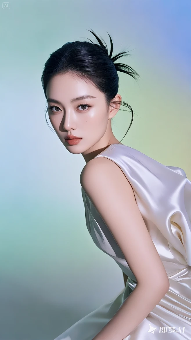 jimeng-2025-05-30-928-超高清，超细腻，超写实，美丽女模特，五官精致，眼部精致，眼睛坚定有神，妆发精致，微雕皮肤细腻光泽 ...