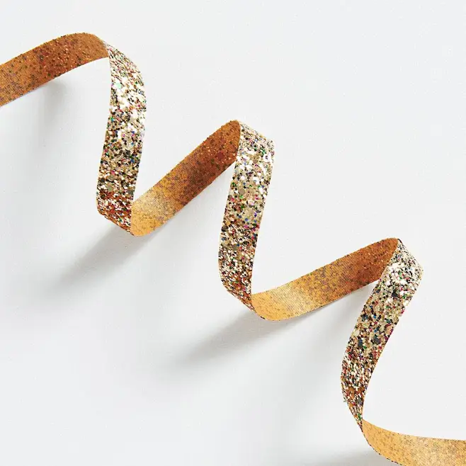 Gold Chunky Glitter Ribbon Paper Source-花瓣网