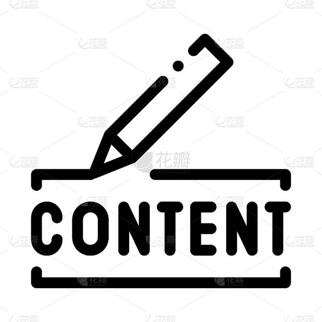 内容写作图标矢量大纲插图