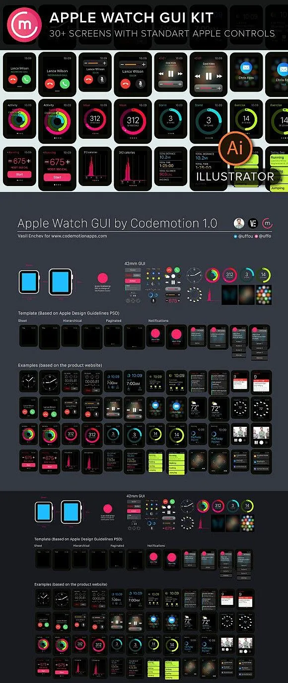 Apple Watch GUI for illustrator-花瓣网