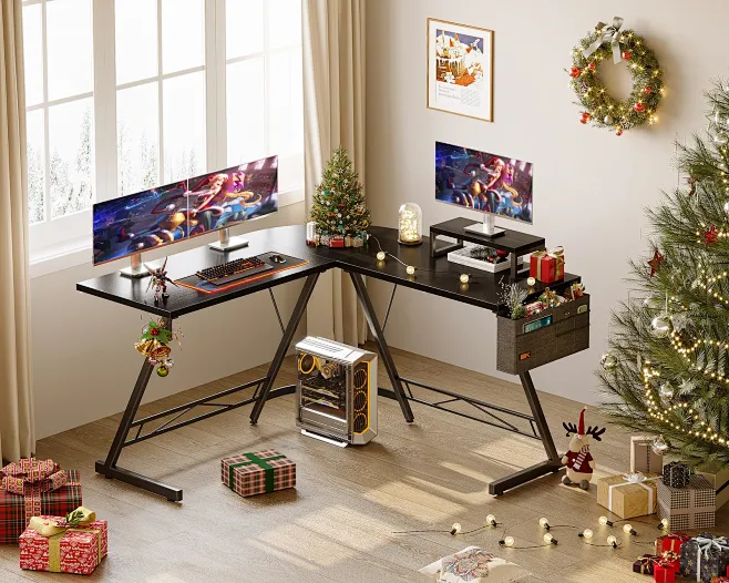 Amazon.com: Casaottima L Shaped Gaming Desk, Home Office Desk with ...