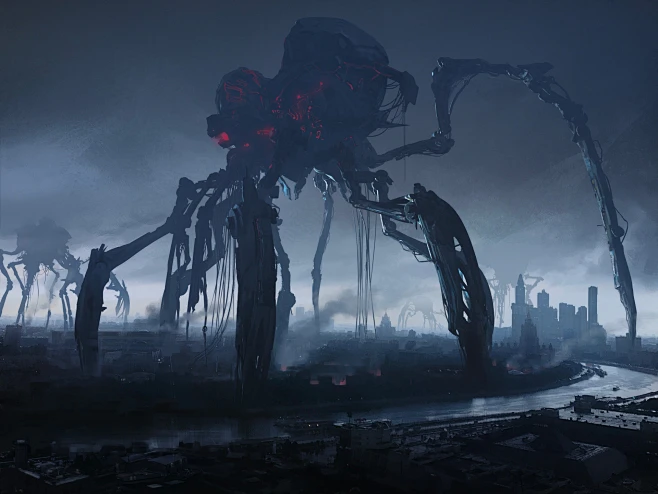 The invasion , Sergey Vasnev : Hi! This giant "spider" concept was made ...