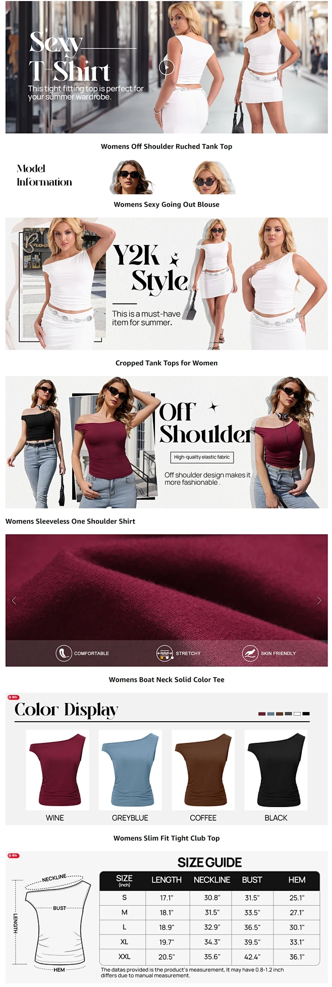 MEROKEETY Womens Summer Off Shoulder Slim Fit Crop Tops Sleeveless Sexy ...