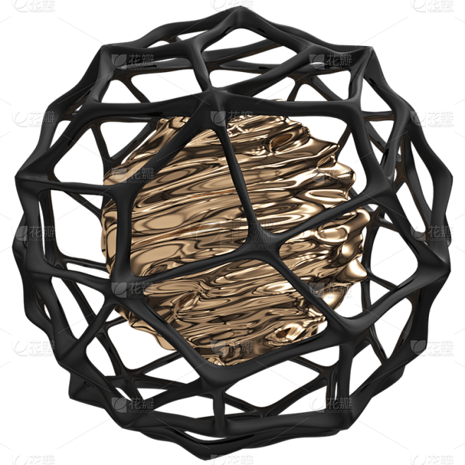 C4D-3D立体黑金元素-装饰