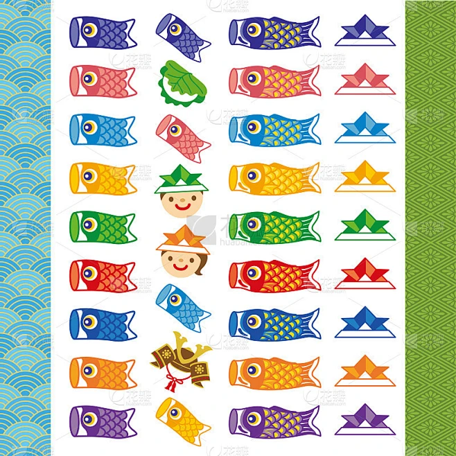 Kodomo-no-hi (Children’s Day) illustrations.素材-花瓣网