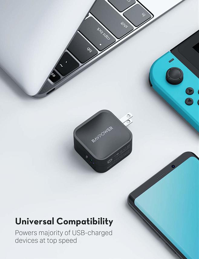 Amazon.com: USB C Charger, RAVPower 61W Wall Charger PD 3.0 [GaN Tech ...