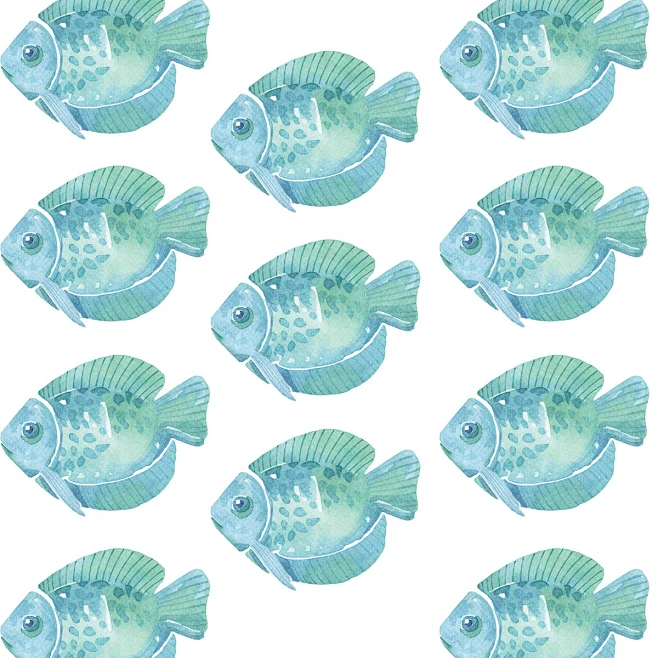 Watercolor Spring Flat Fish Pattern : Cute Flat Fish Watercolor for ...