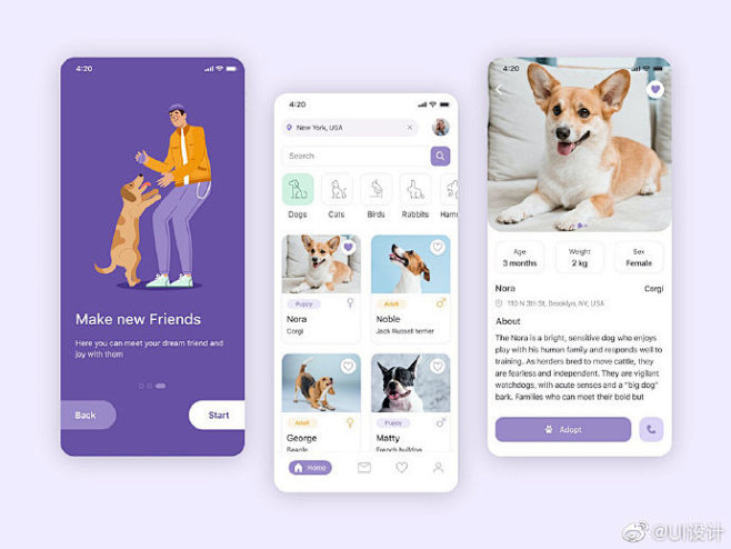 #ui设计# 萌宠宠物相关APP设计