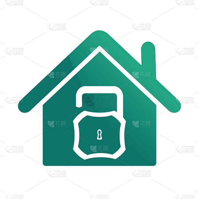 家居锁创意符号概念。安全访问控制，账号登录，楼宇安全抽象业务标志。