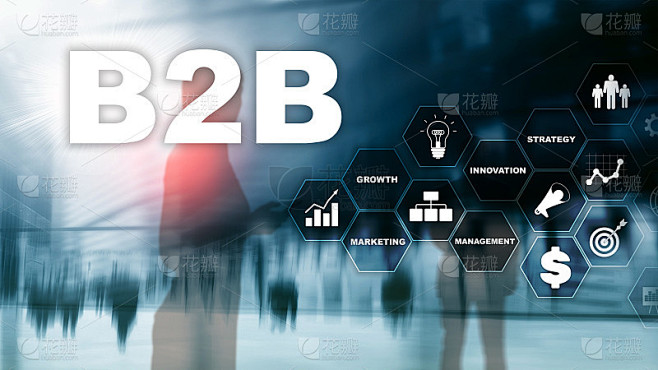 企业对企业的B2B——技术的未来。商业模式。金融技术与通讯概念。