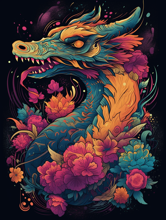 sea_dragon_fantasy_illustration_art_print_in_the_style_of_vibra ...