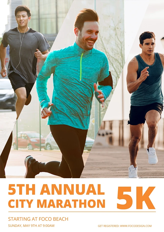 Simple Fresh Style Marathons Promotion Template Poster素材-花瓣网