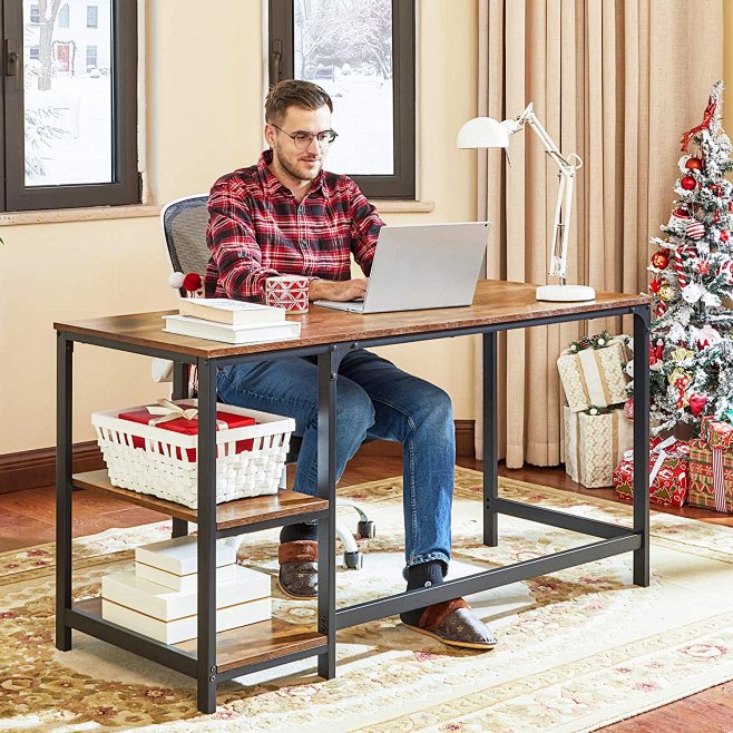 Amazon.com: VASAGLE ALINRU Computer Desk, 55.1-Inch Long Home Office ...