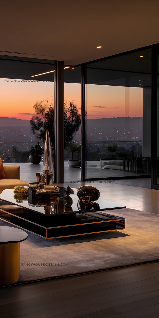 the impressive fusion of geometry and form in this luxury living room's ...