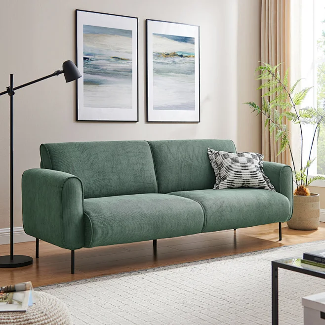 Minimore Modern Style 83.95'' Upholstered Sofa with Corduroy Fabric-花瓣网
